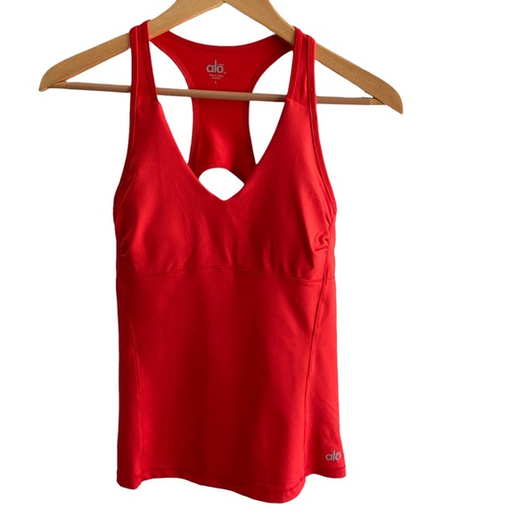ALO Yoga | Tops | Alo Yoga V Back Support Tank Smallcolor Orange Nylon ...